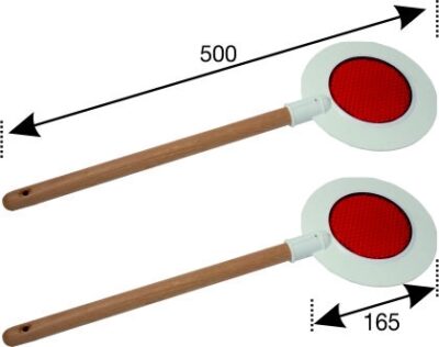 Winkerkelle rot/rot Länge mit Stab: 500mm, Länge Rückstrahler: 165mm ...